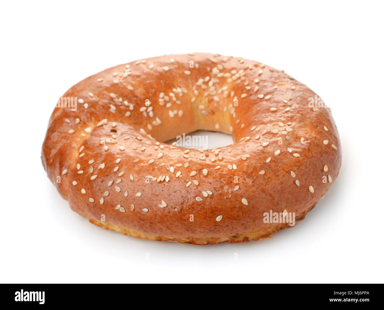 Fresh baked bagel isolated on white background Stock Photo - Alamy