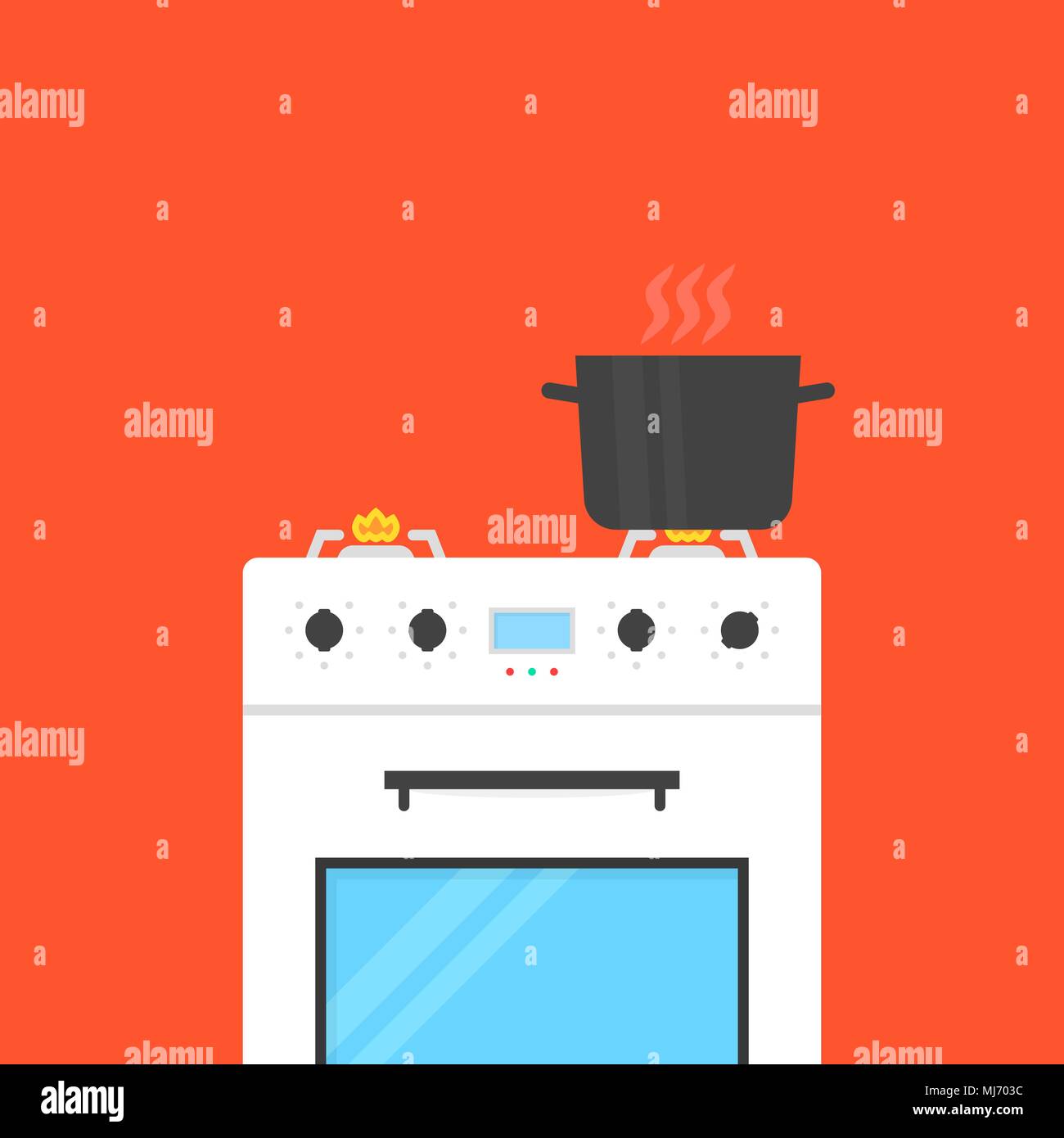 Saucepan on gas stove Stock Vector Images - Alamy