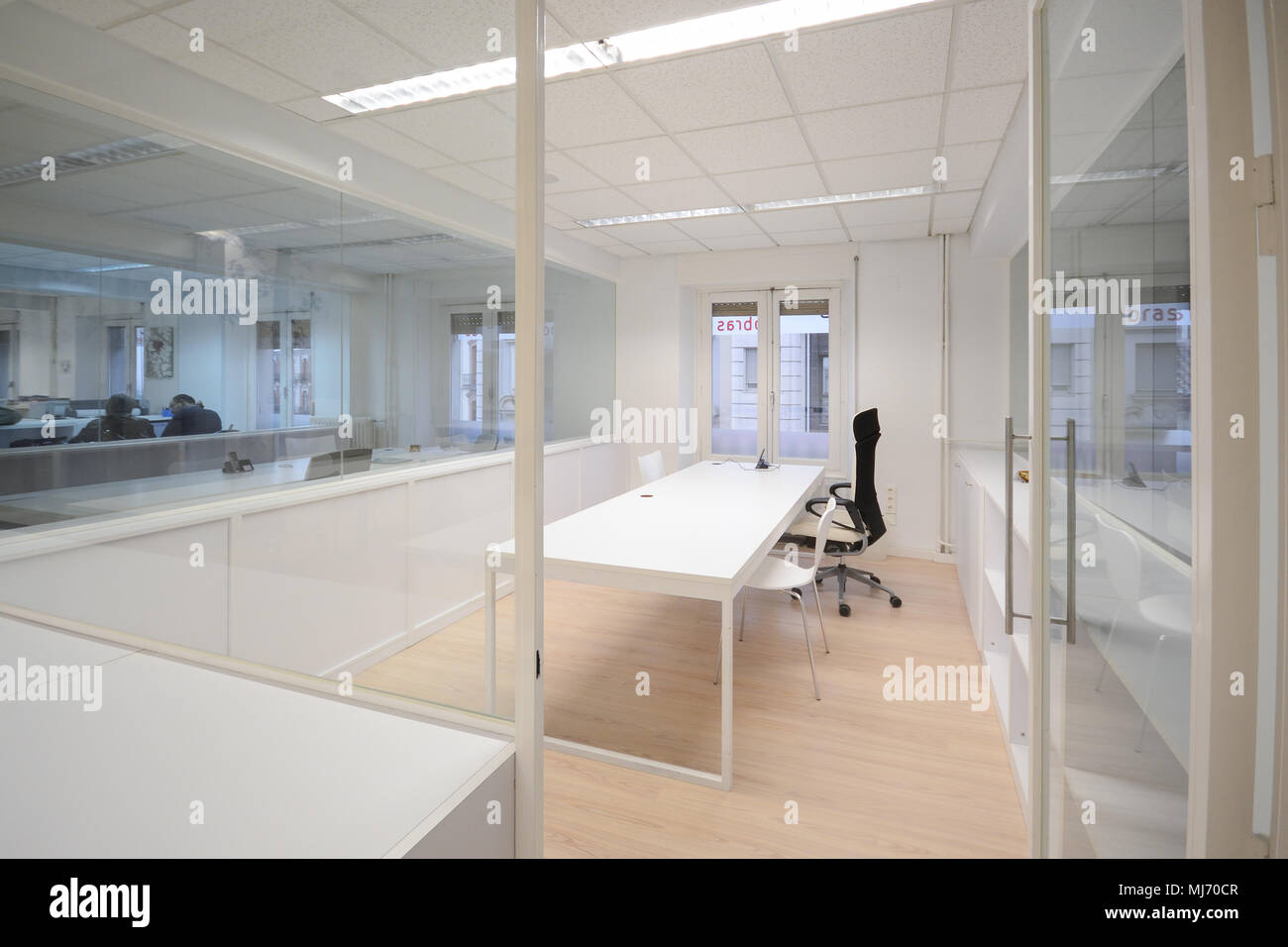 Empty modern office with white furniture Stock Photo - Alamy