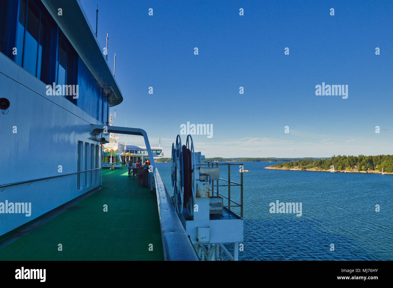 Stockholm, Sweden - July 2014: Passengers onboard of Tallink Silja Line ...