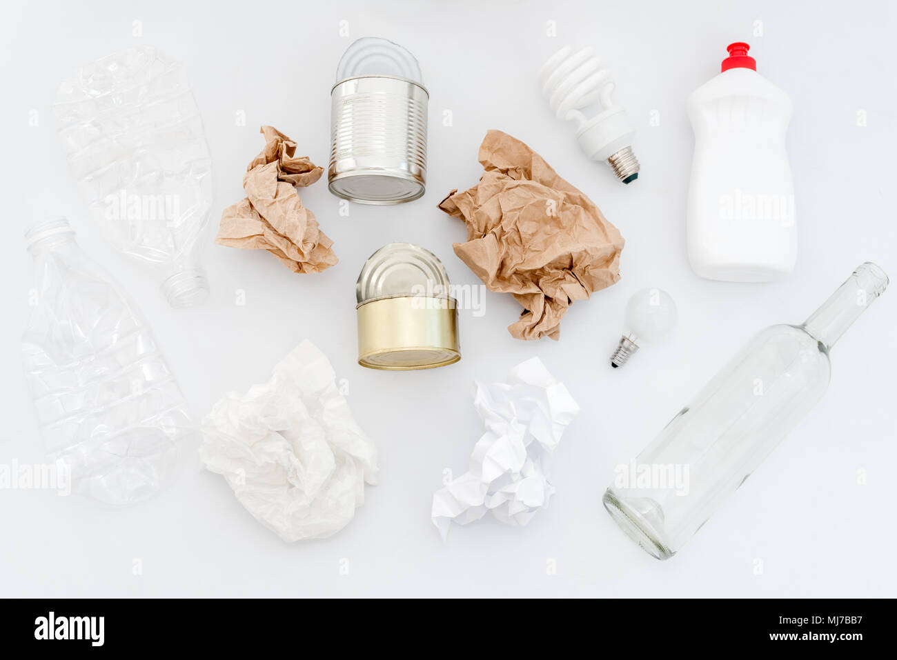 Recyclable waste, resources. Clean glass, paper, plastic and metal on ...