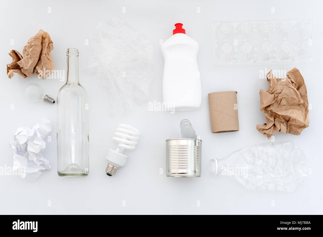 Recyclable waste, resources. Clean glass, paper, plastic and metal on ...