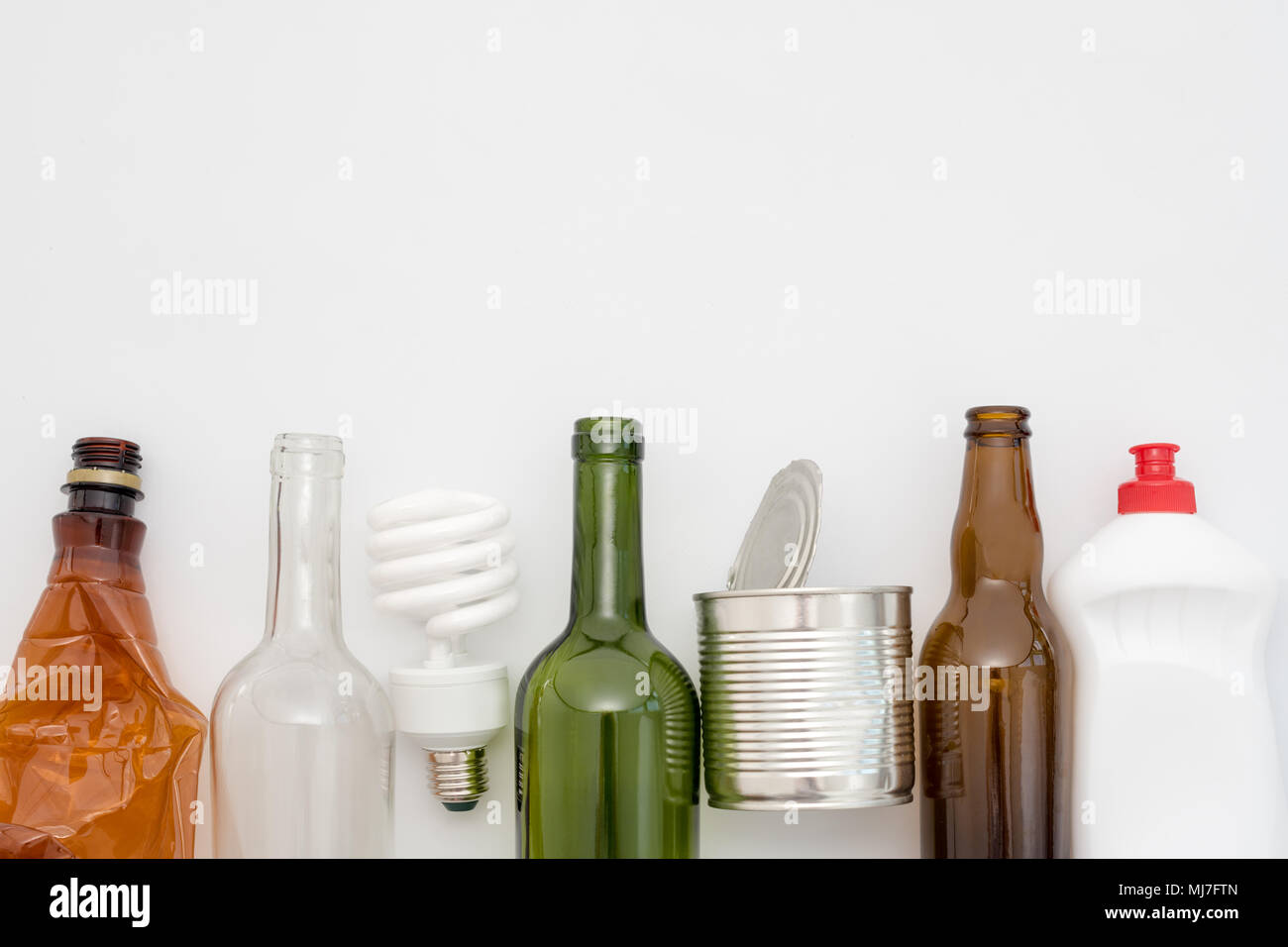Recyclable waste, resources. Clean glass, paper, plastic and metal on ...