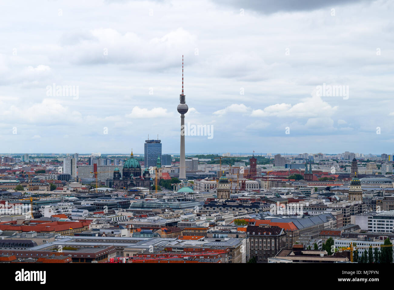 Aerial view of fernsehturm berlin and alexanderplatz hi-res stock photography and images - Alamy