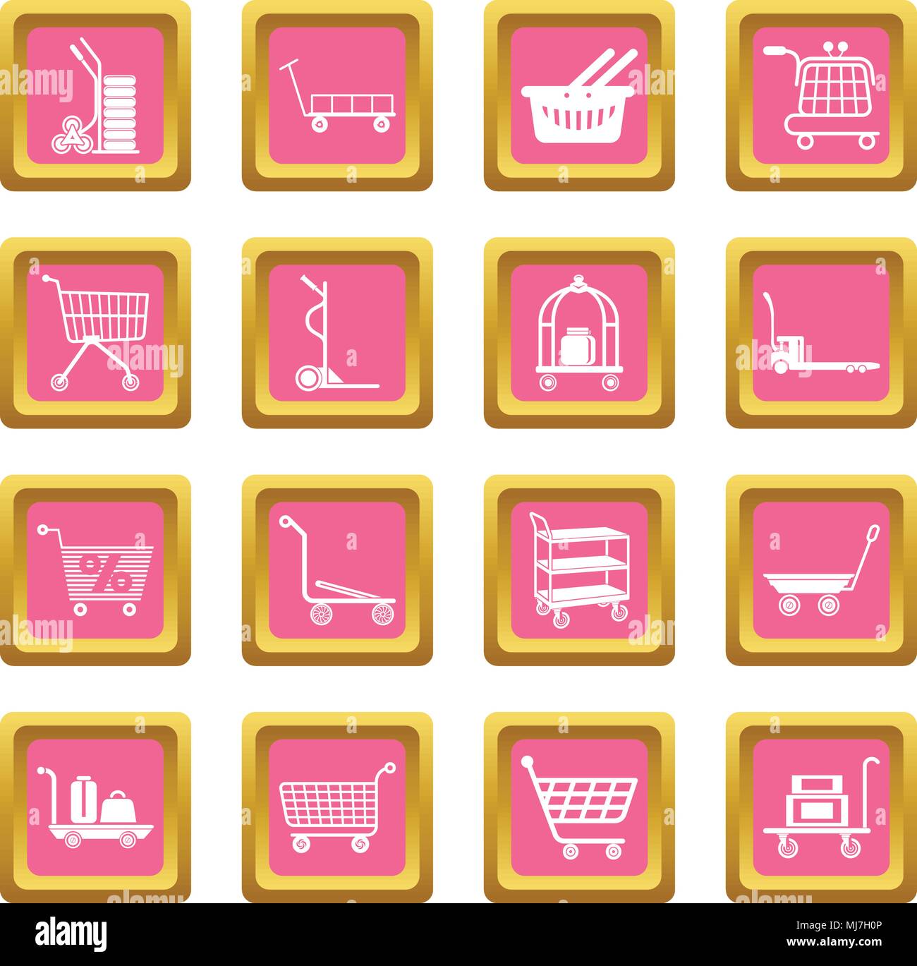 Cart types icons set pink square vector Stock Vector Image & Art - Alamy