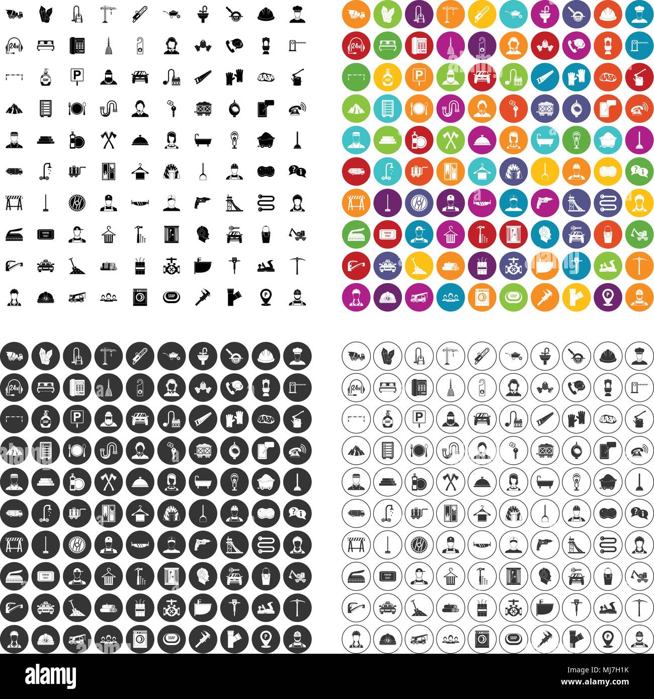 100 working class icons set vector variant Stock Vector Image & Art - Alamy