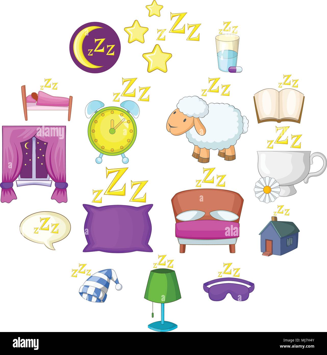 Sleep symbols icons set, cartoon style Stock Vector Image & Art - Alamy