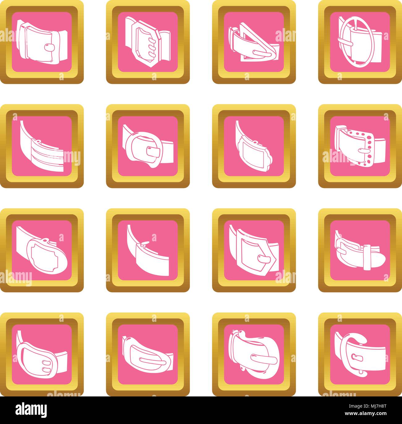 Belt buckle icons set pink square vector Stock Vector Image & Art - Alamy