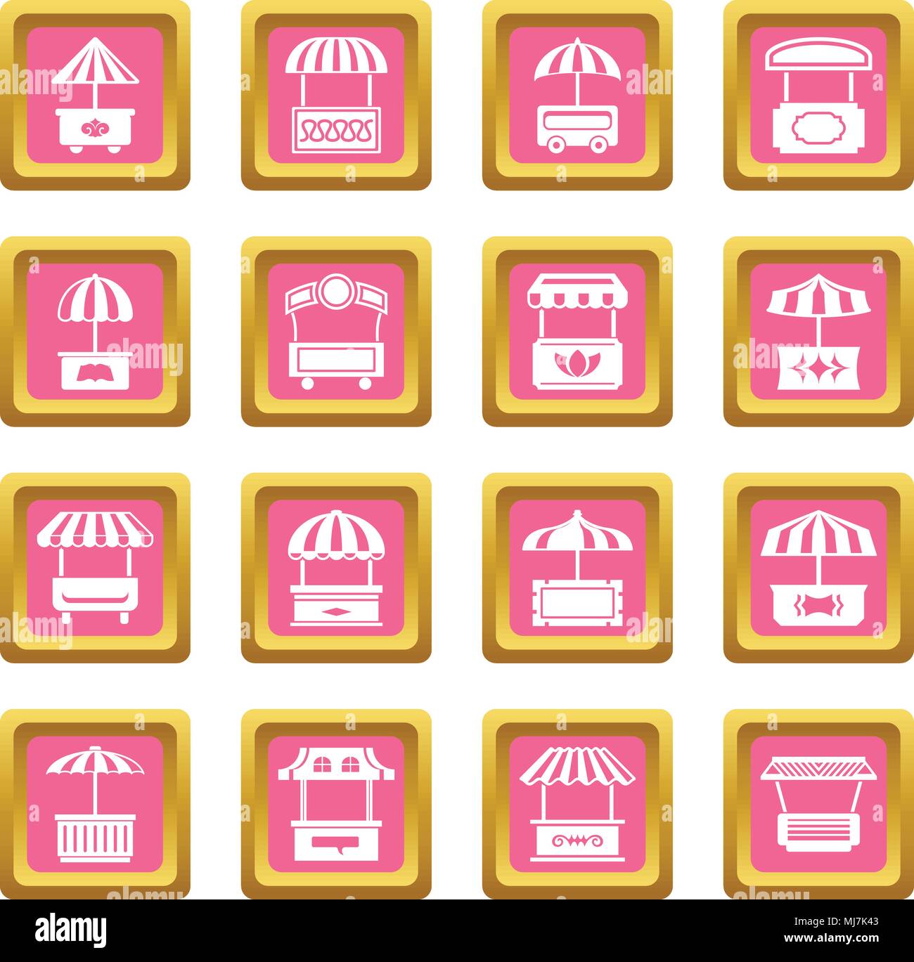 Street food kiosk icons set pink square vector Stock Vector Image & Art ...