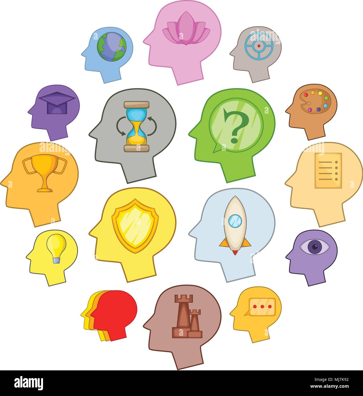 Human mind head icons set, cartoon style Stock Vector Image & Art - Alamy
