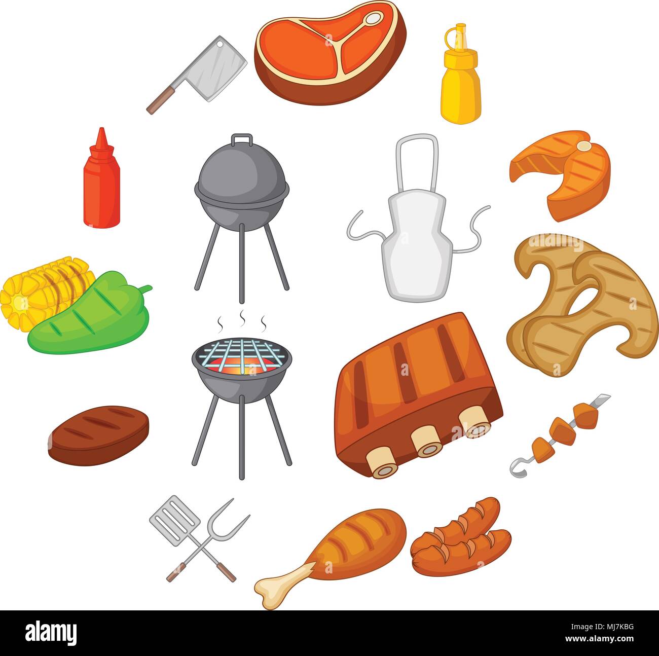 BBQ icons set, cartoon style Stock Vector Image & Art - Alamy