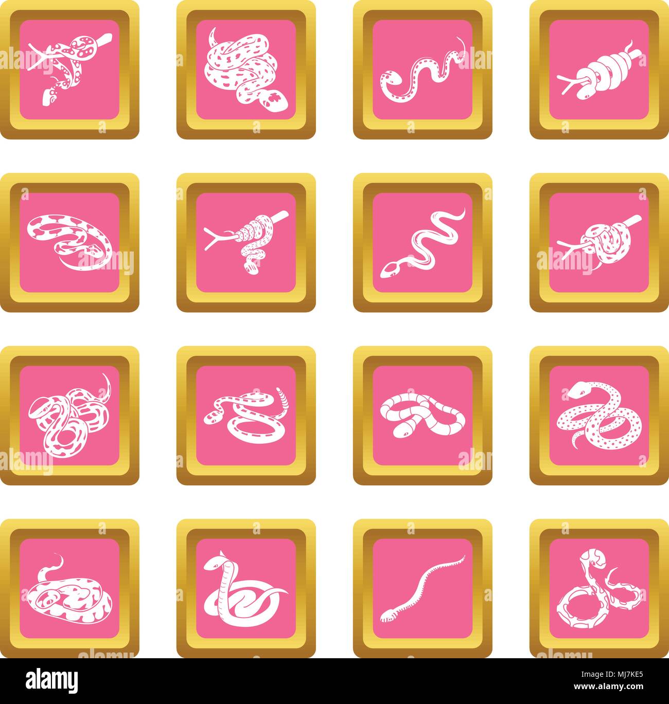 Snake icons set pink square vector Stock Vector Image & Art - Alamy