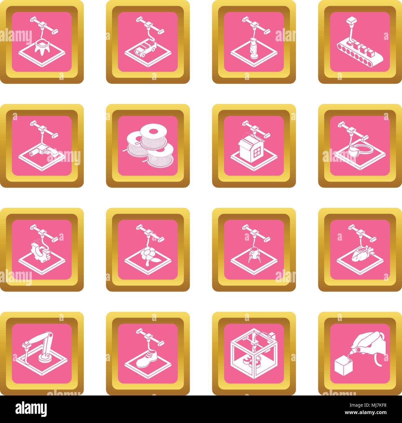 3d printing icons set pink square vector Stock Vector Image & Art - Alamy