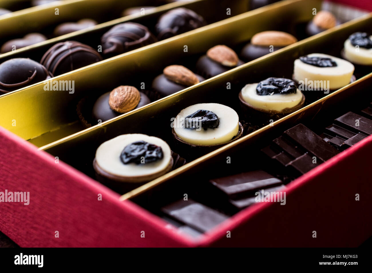 Assortment of Chocolates in box (selection focus Stock Photo - Alamy