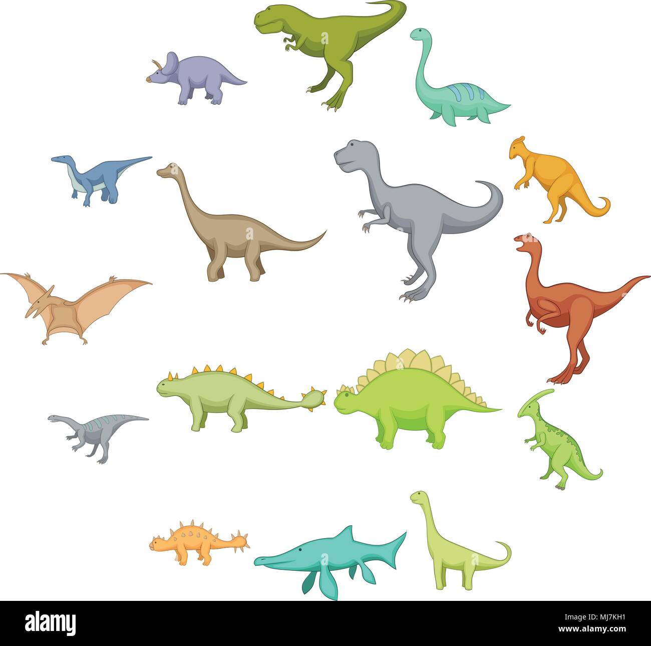 Different dinosaurs icons set, cartoon style Stock Vector Image & Art ...