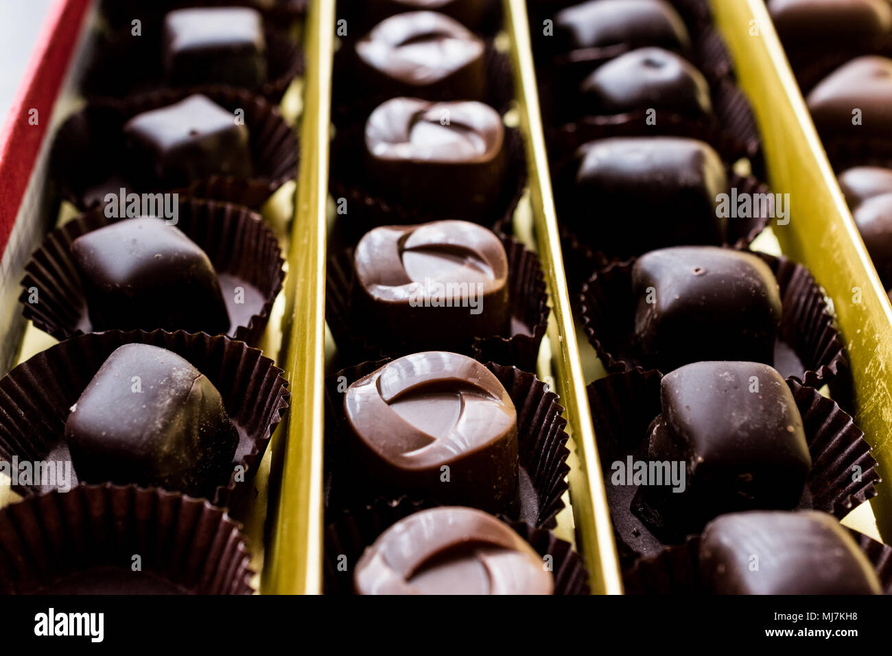 Assortment of Chocolates in box (selection focus Stock Photo - Alamy