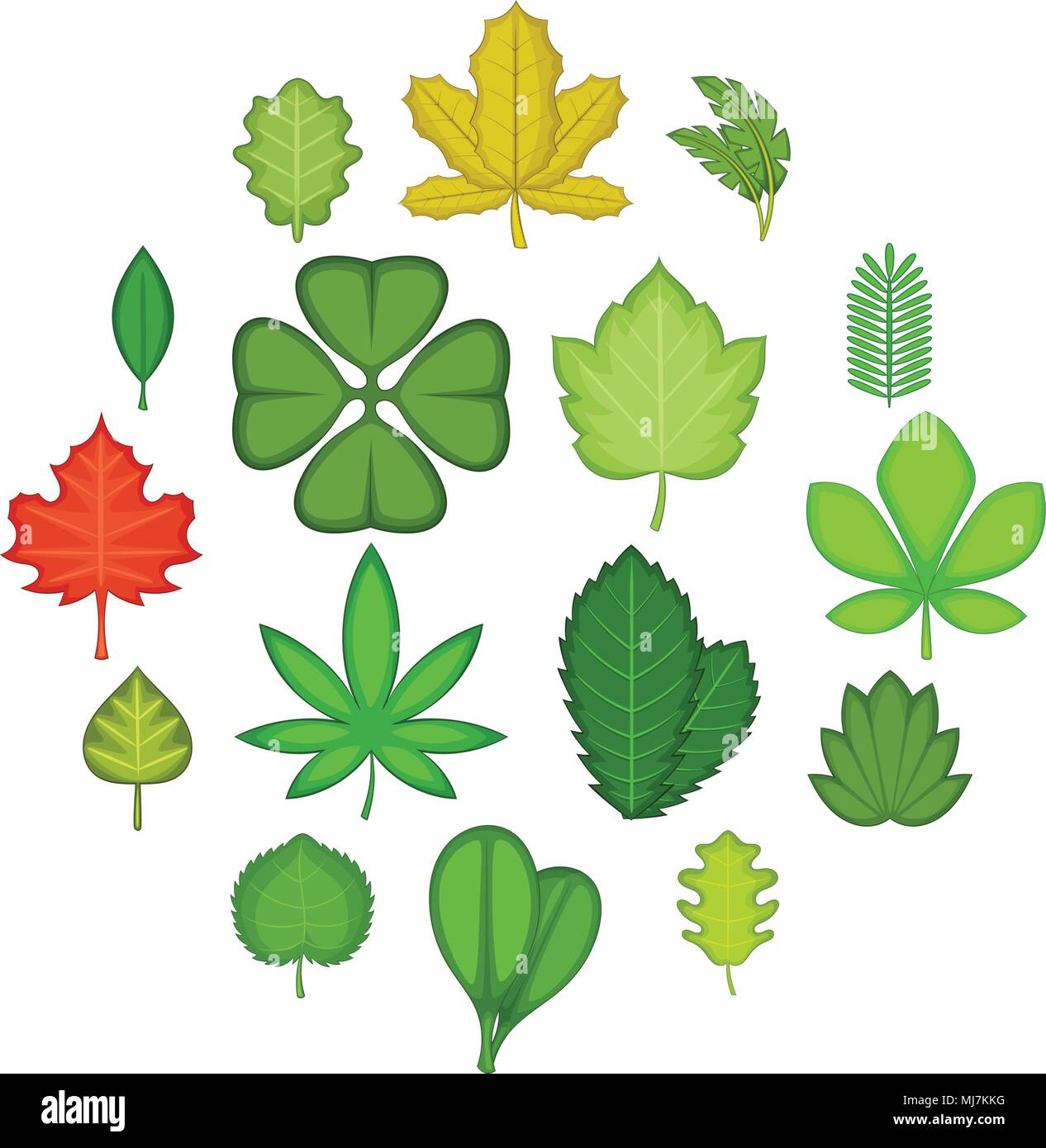 Different leafs icons set, cartoon style Stock Vector Image & Art - Alamy