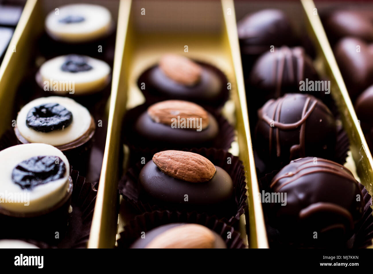 Assortment of Chocolates in box (selection focus Stock Photo - Alamy