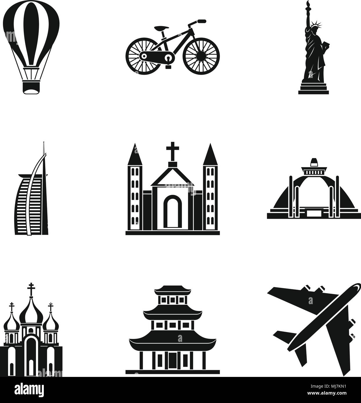 Movement around the world icons set, simple style Stock Vector Image ...
