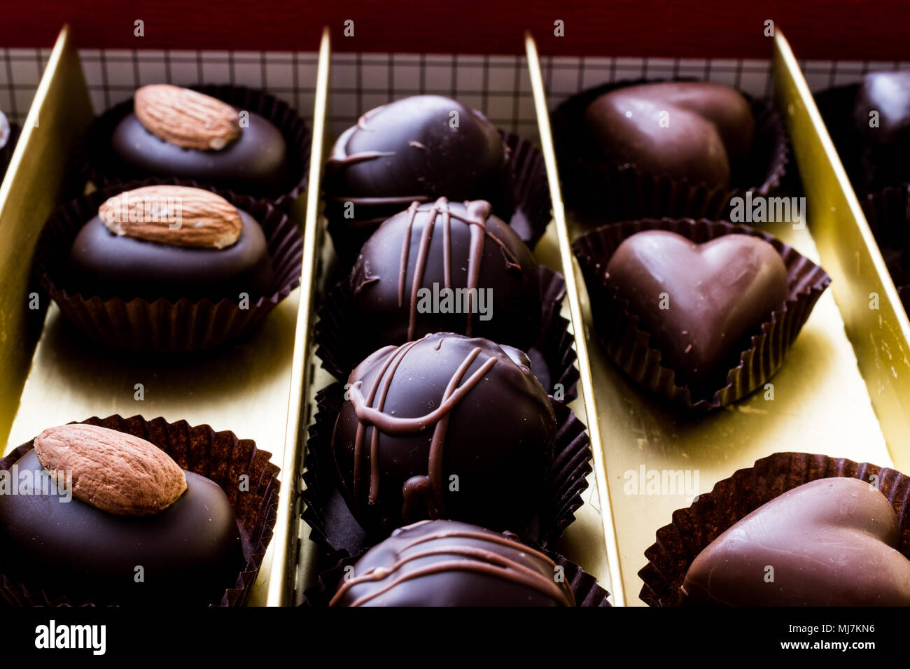 Assortment of Chocolates in box (selection focus Stock Photo - Alamy