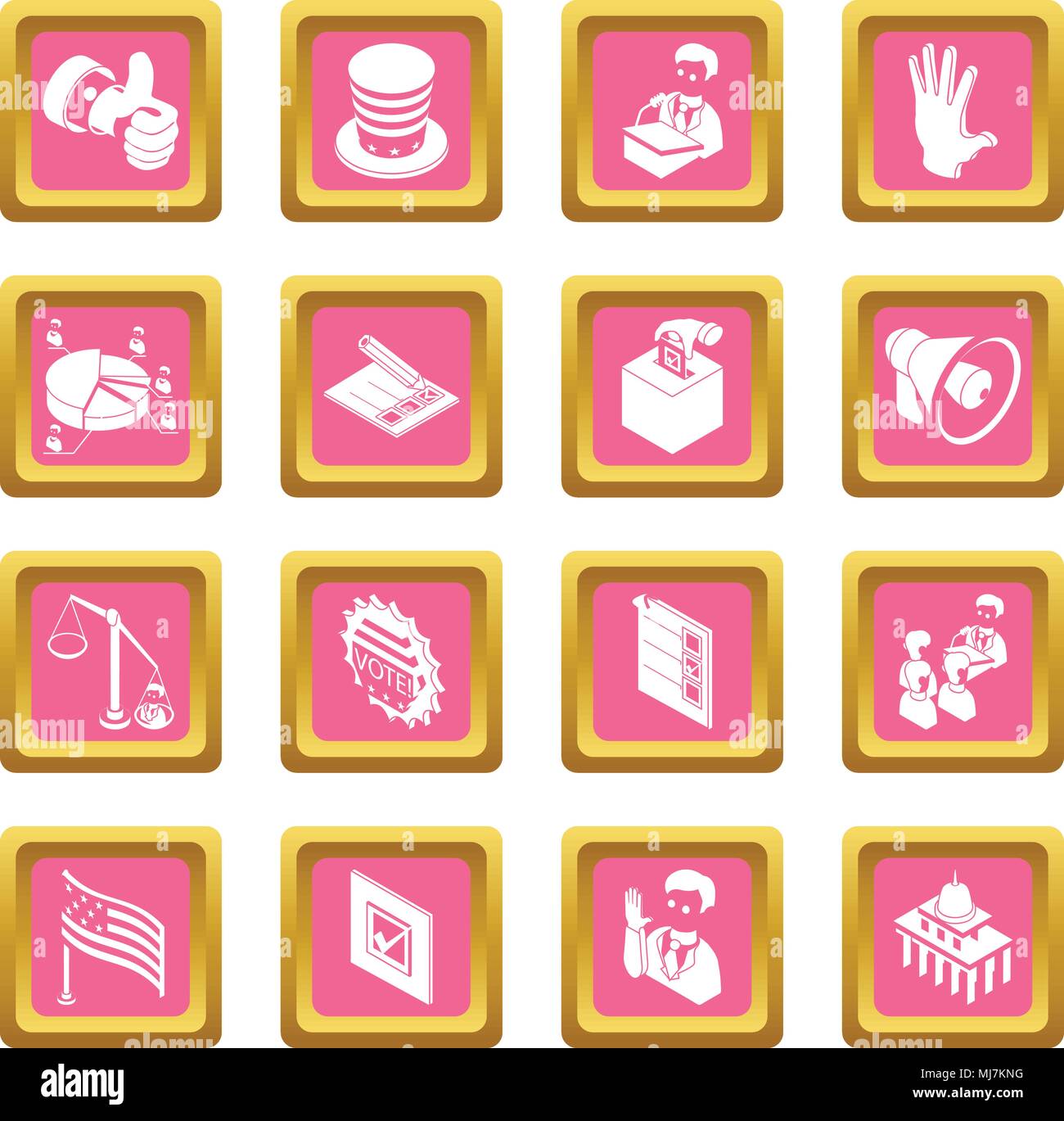 Election voting icons set pink square vector Stock Vector Image & Art ...