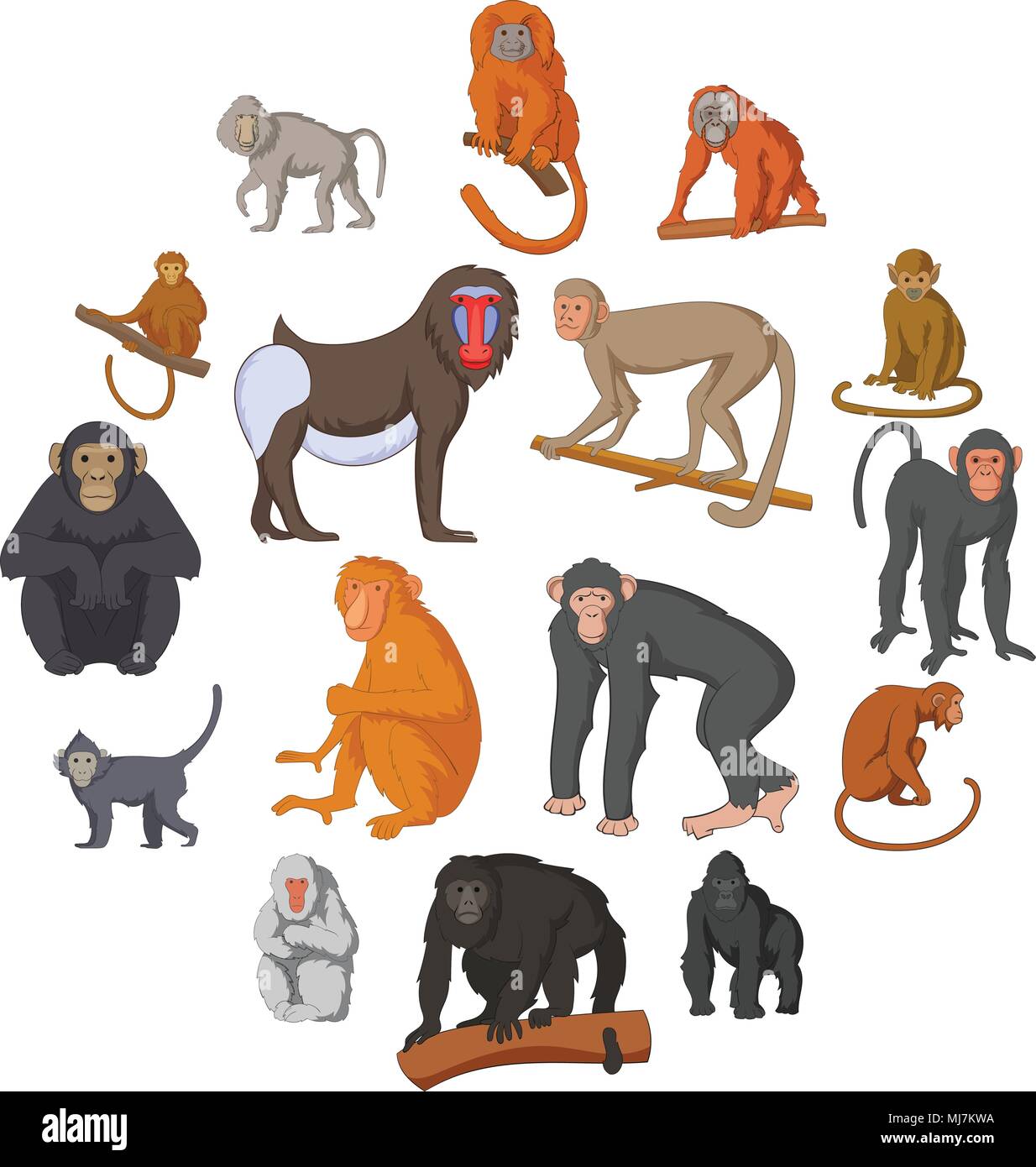 Different monkeys icons set, cartoon style Stock Vector Image & Art - Alamy Different monkeys icons set, cartoon style Stock Vector Image & Art - Alamy