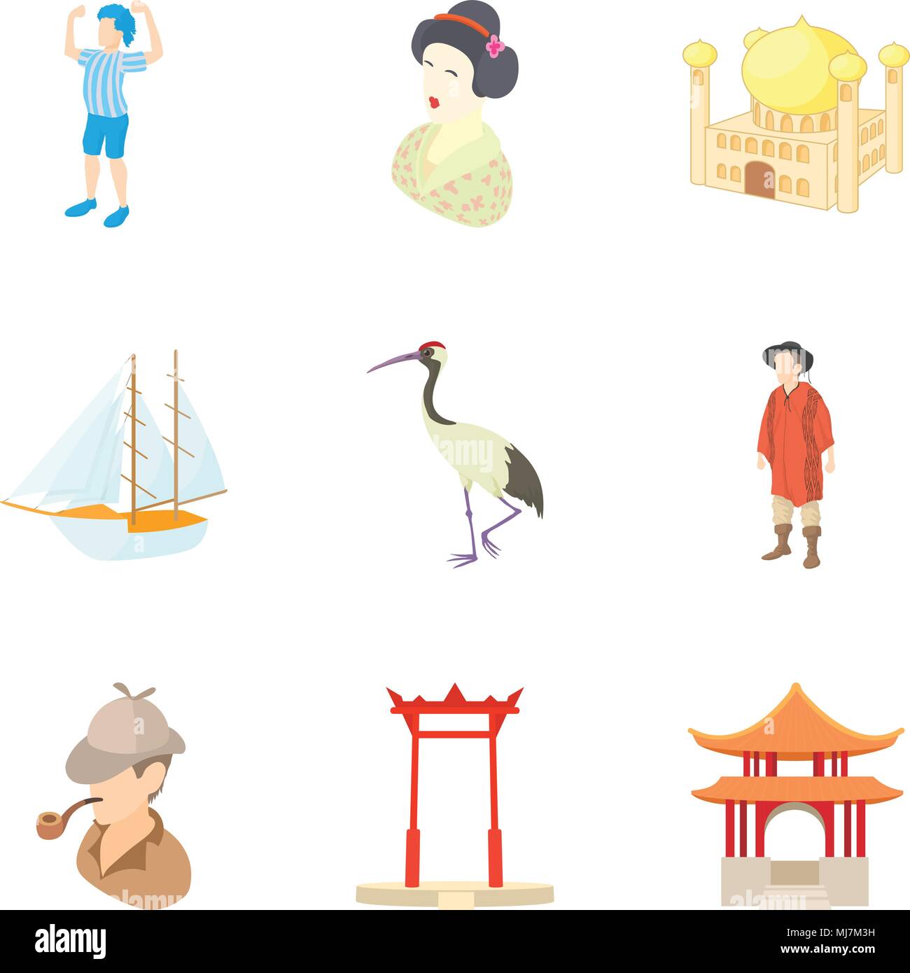 Asian discovery icons set, cartoon style Stock Vector Image & Art - Alamy