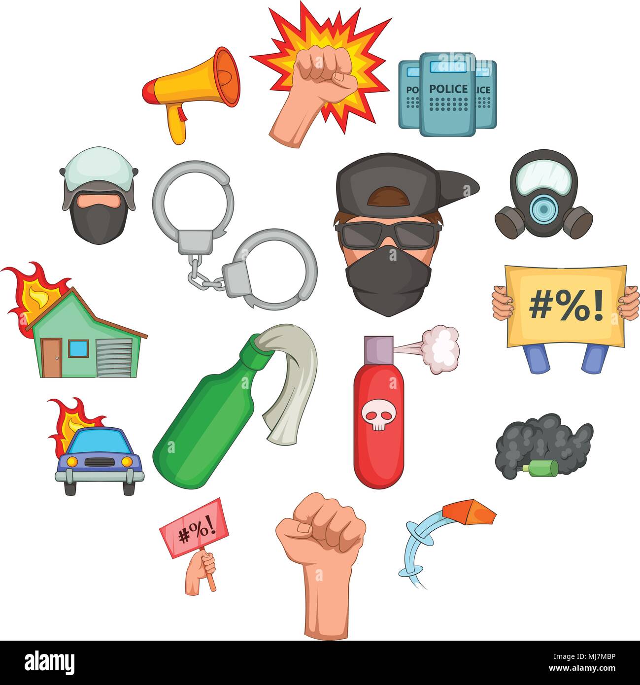 Protest items icons set, cartoon style Stock Vector Image & Art - Alamy