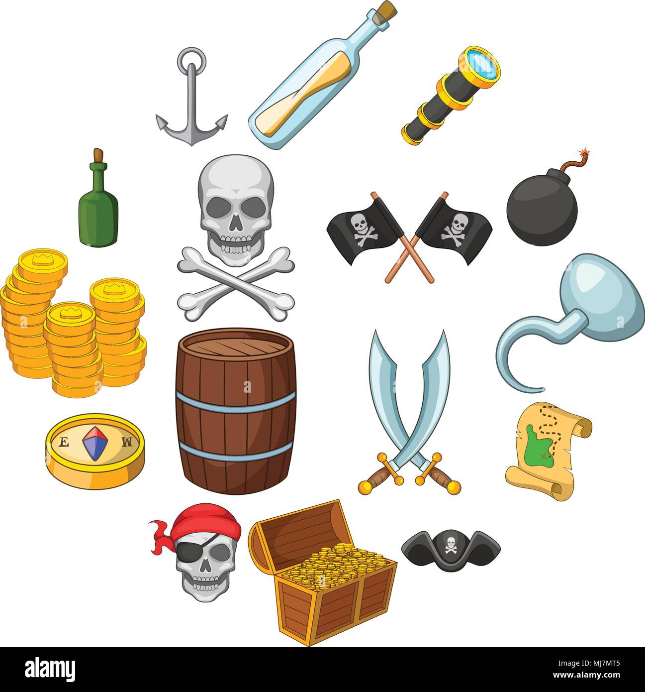Pirate culture symbols icons set, cartoon style Stock Vector Image ...