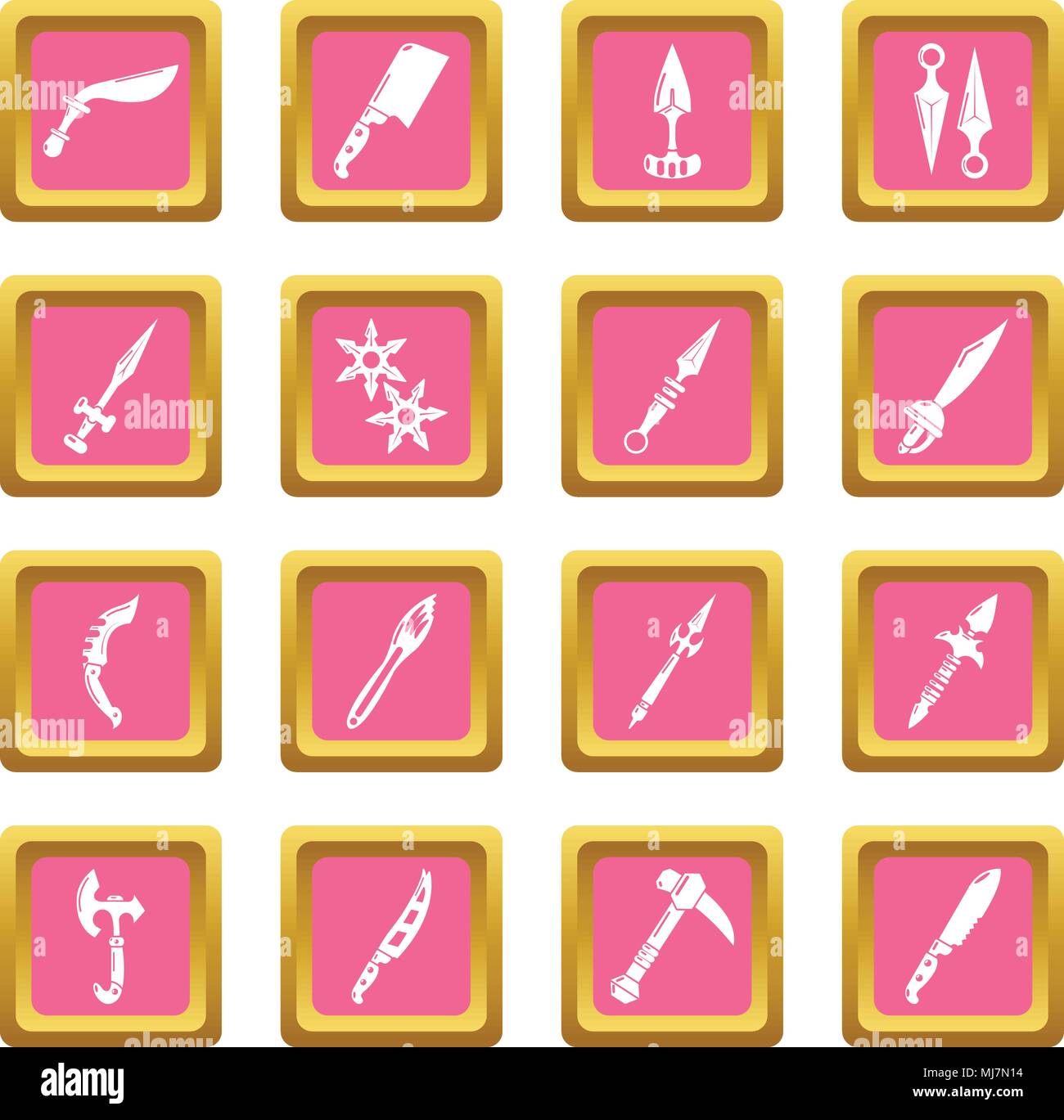 Steel arms items icons set pink square vector Stock Vector Image & Art ...