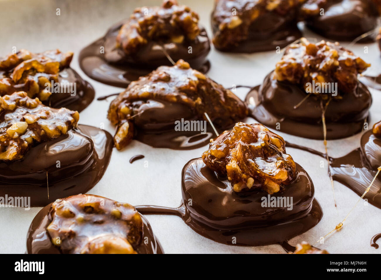 Praline Chocolate with walnut, almond, peanut or croquant. Organic ...