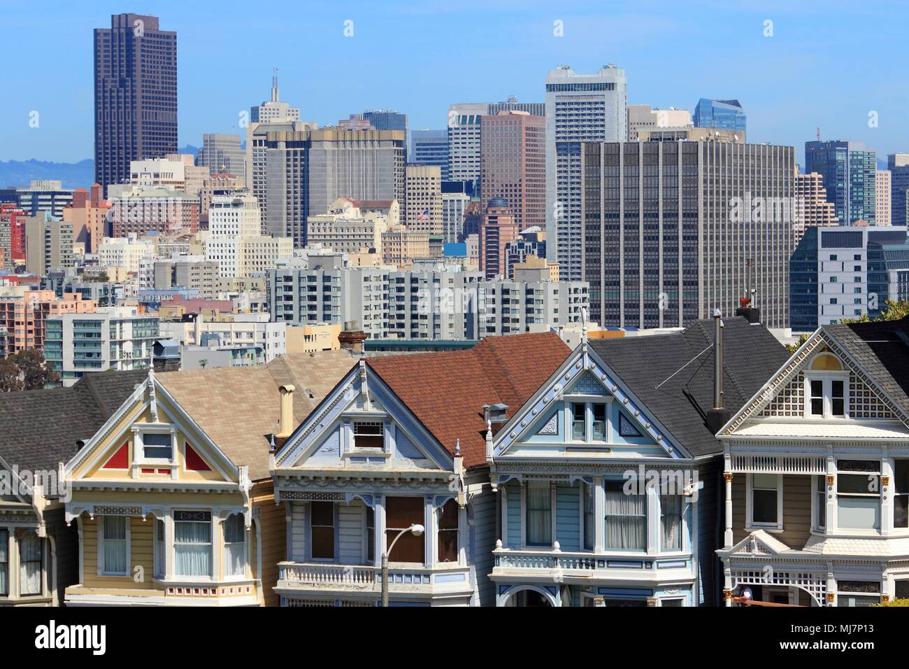 San Francisco, California, United States - city skyline with famous ...