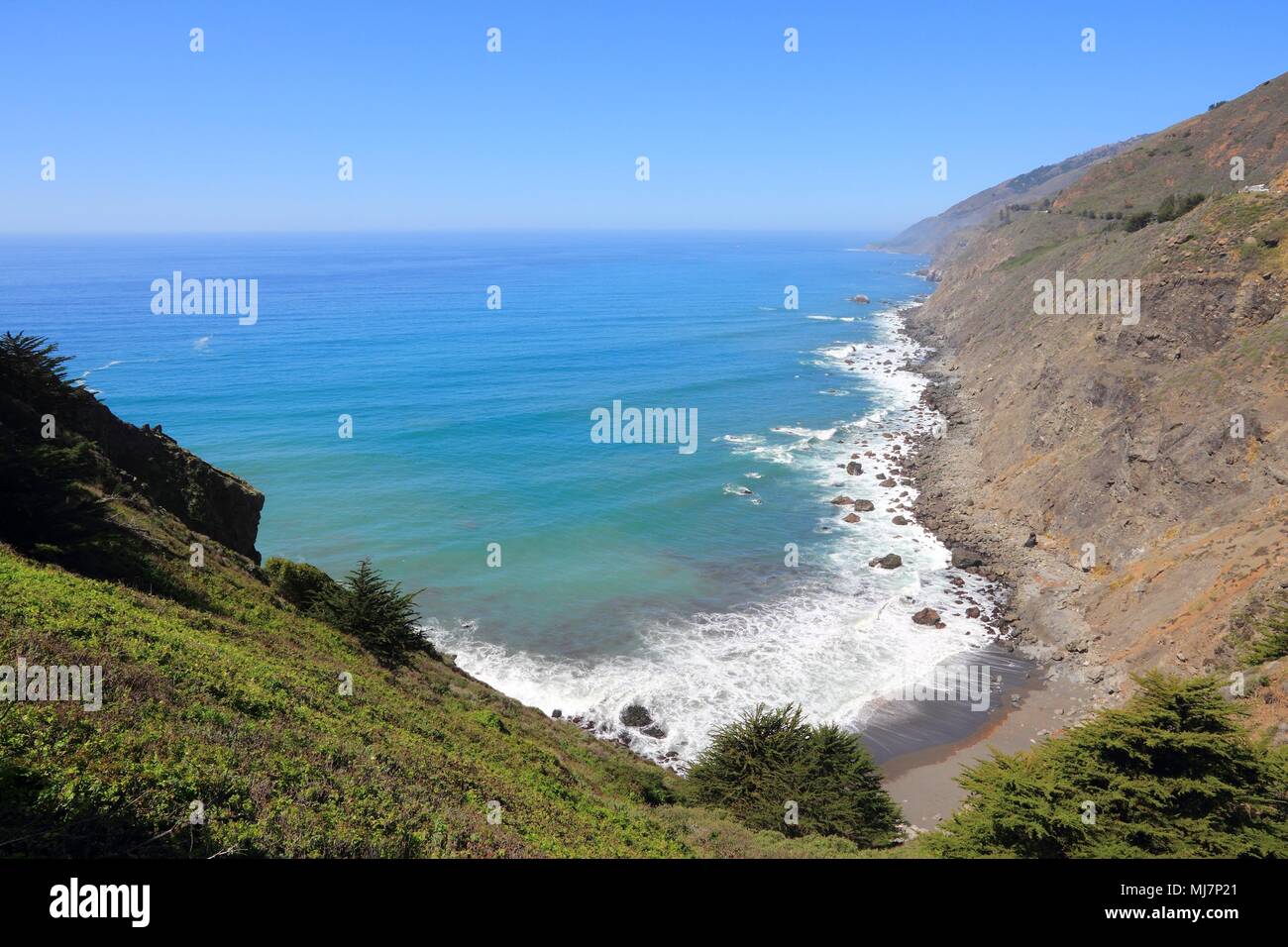 California, United States - Ragged Point. Pacific coast view in Big Sur ...
