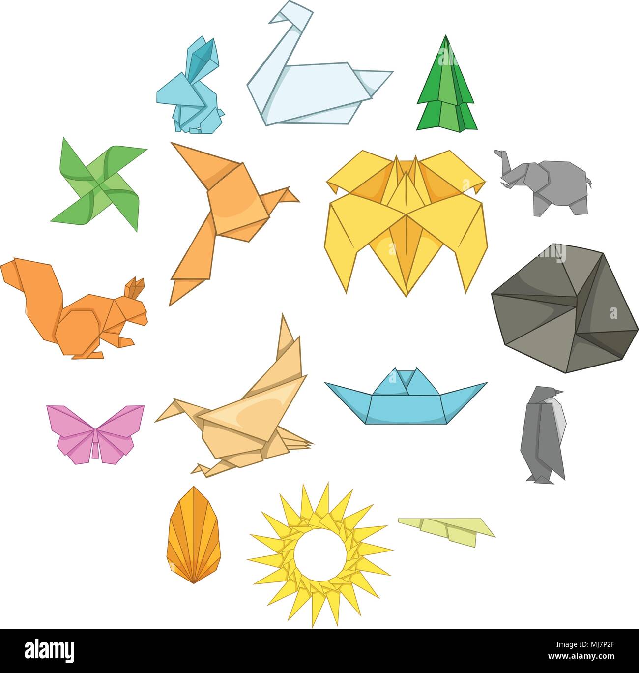 Origami icons set, cartoon style Stock Vector Image & Art - Alamy
