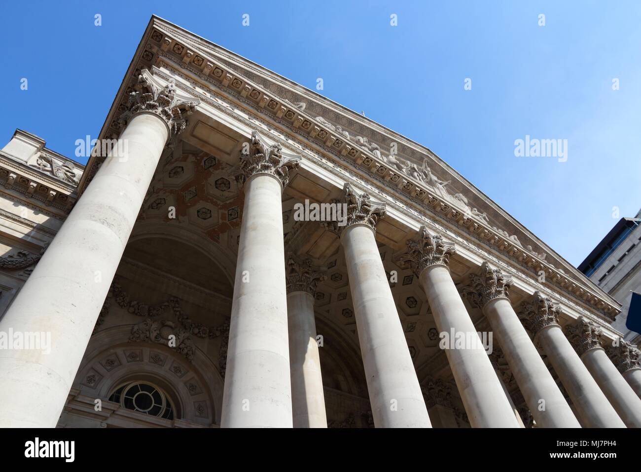 London, United Kingdom - Royal Exchange building at Bank junction Stock ...