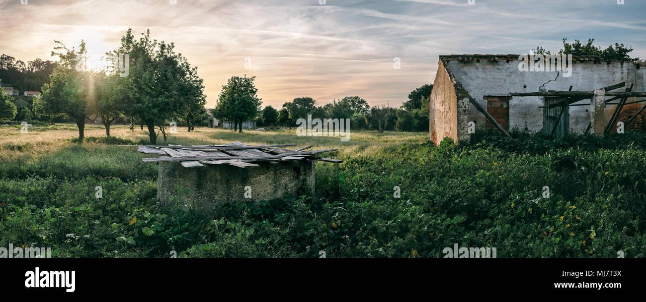 Panoramic view of an abandoned rural landscape at Coimbra, Portugal ...