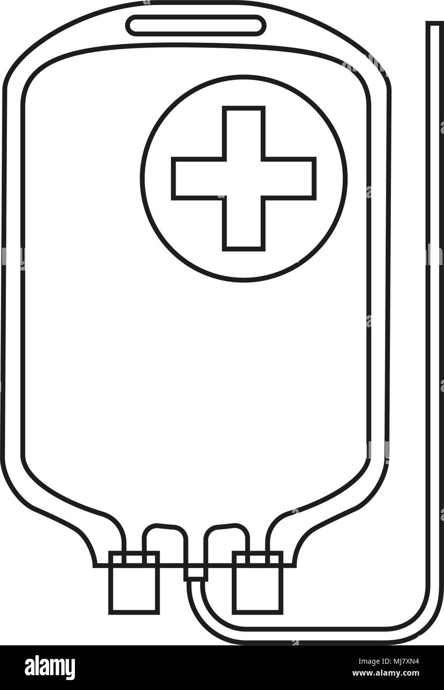 Line art black and white IV medicine bag. Healthcare themed vector ...
