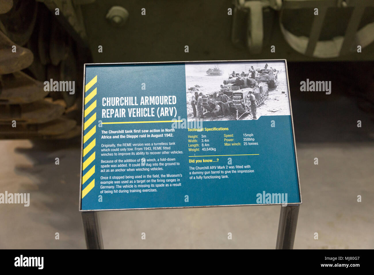 Information panel Churchill armoured repair vehicle (ARV), REME museum ...