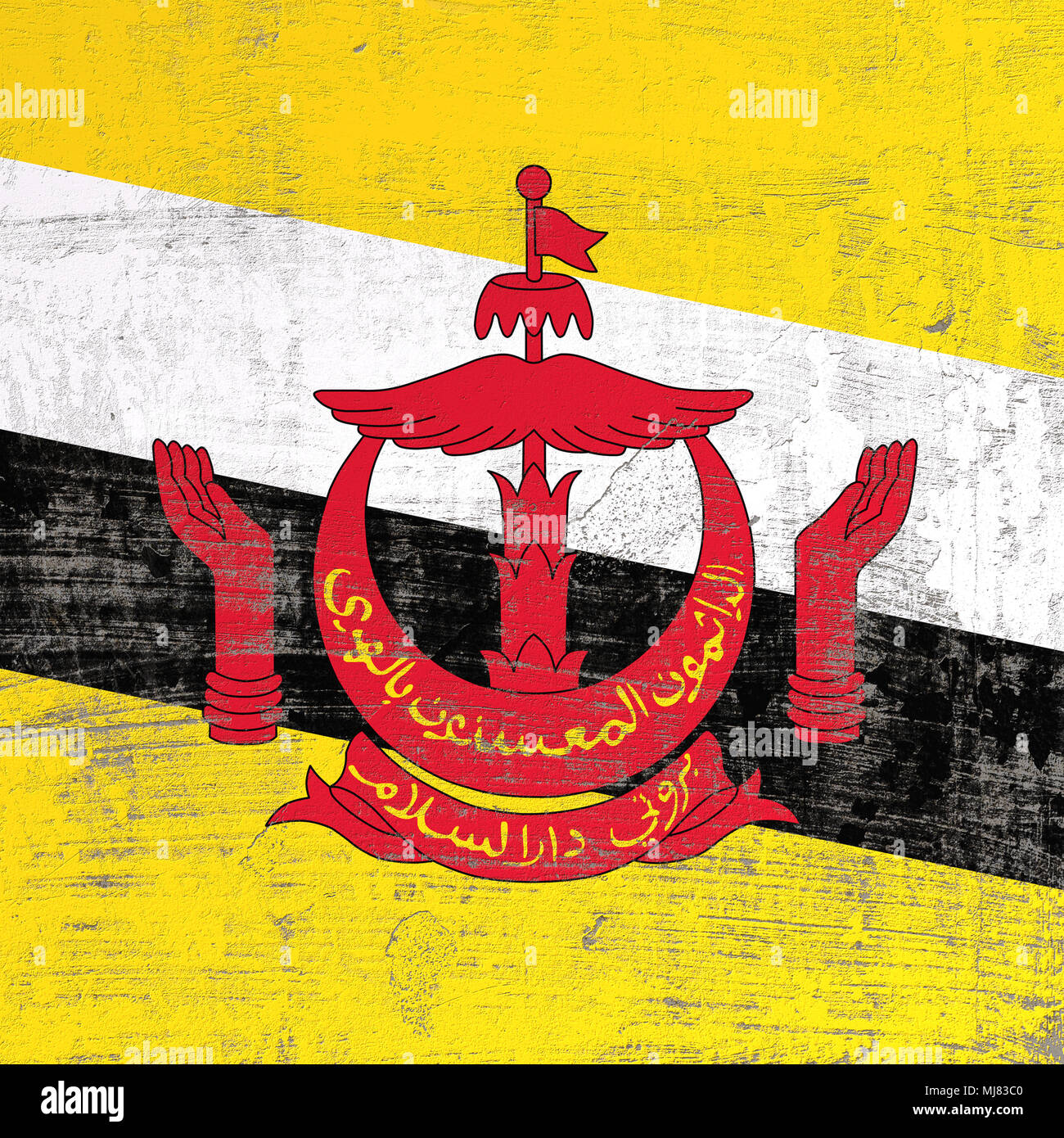 3d rendering of Brunei flag in a scratched surface Stock Photo - Alamy