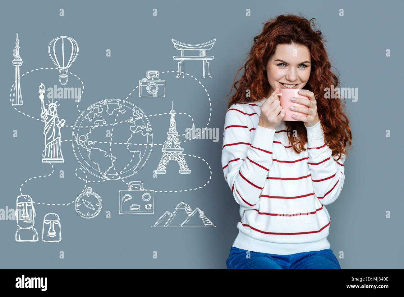 Smiling student drinking tea hi-res stock photography and images - Alamy
