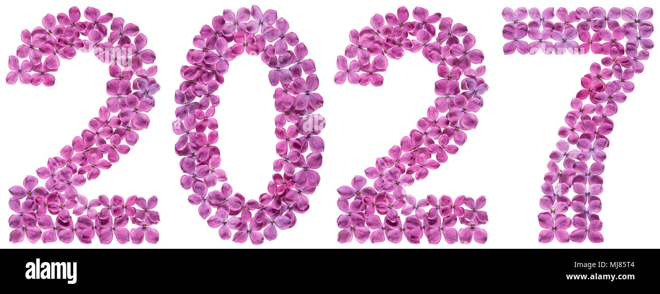 Numeral 2027 from flowers of lilac, isolated on white background Stock ...