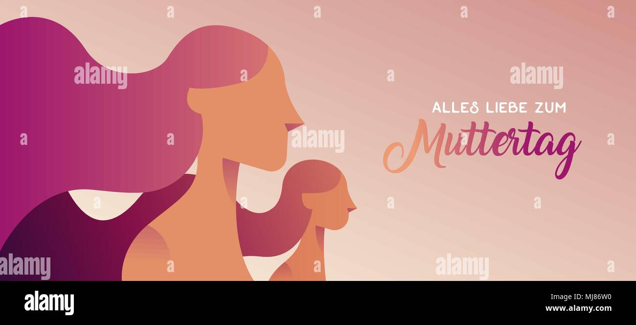 Mothers Day web banner in german language of mom and little girl on ...