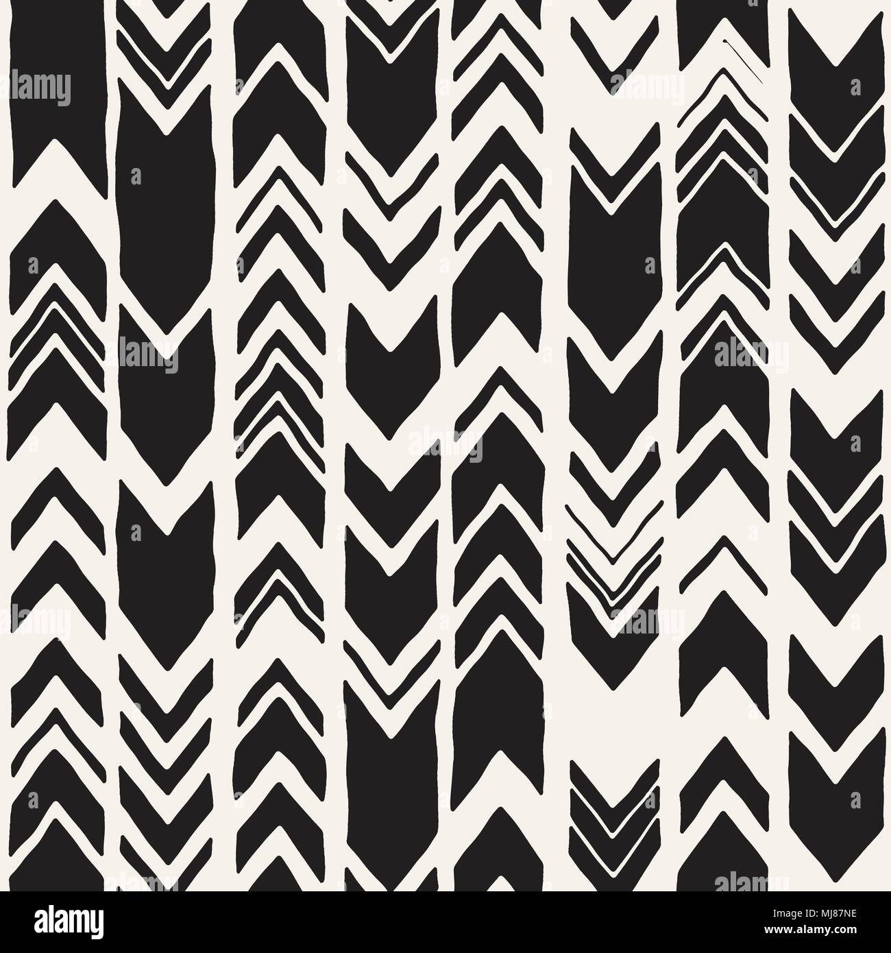Seamless hand drawn style chevron pattern in black and white. Abstract ...