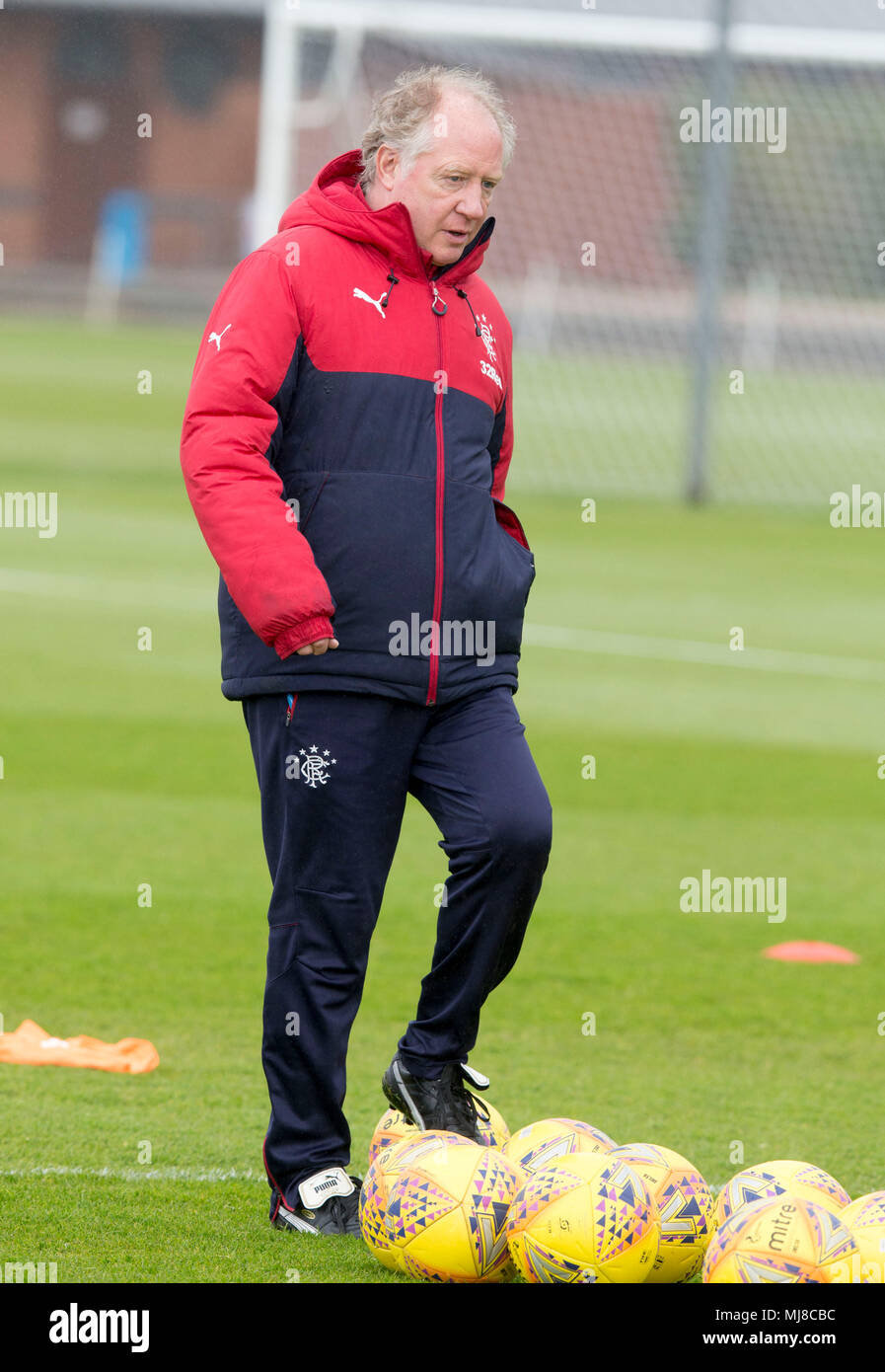 Rangers' Jimmy Nicholl takes training at Murray Park, Glasgow Stock ...