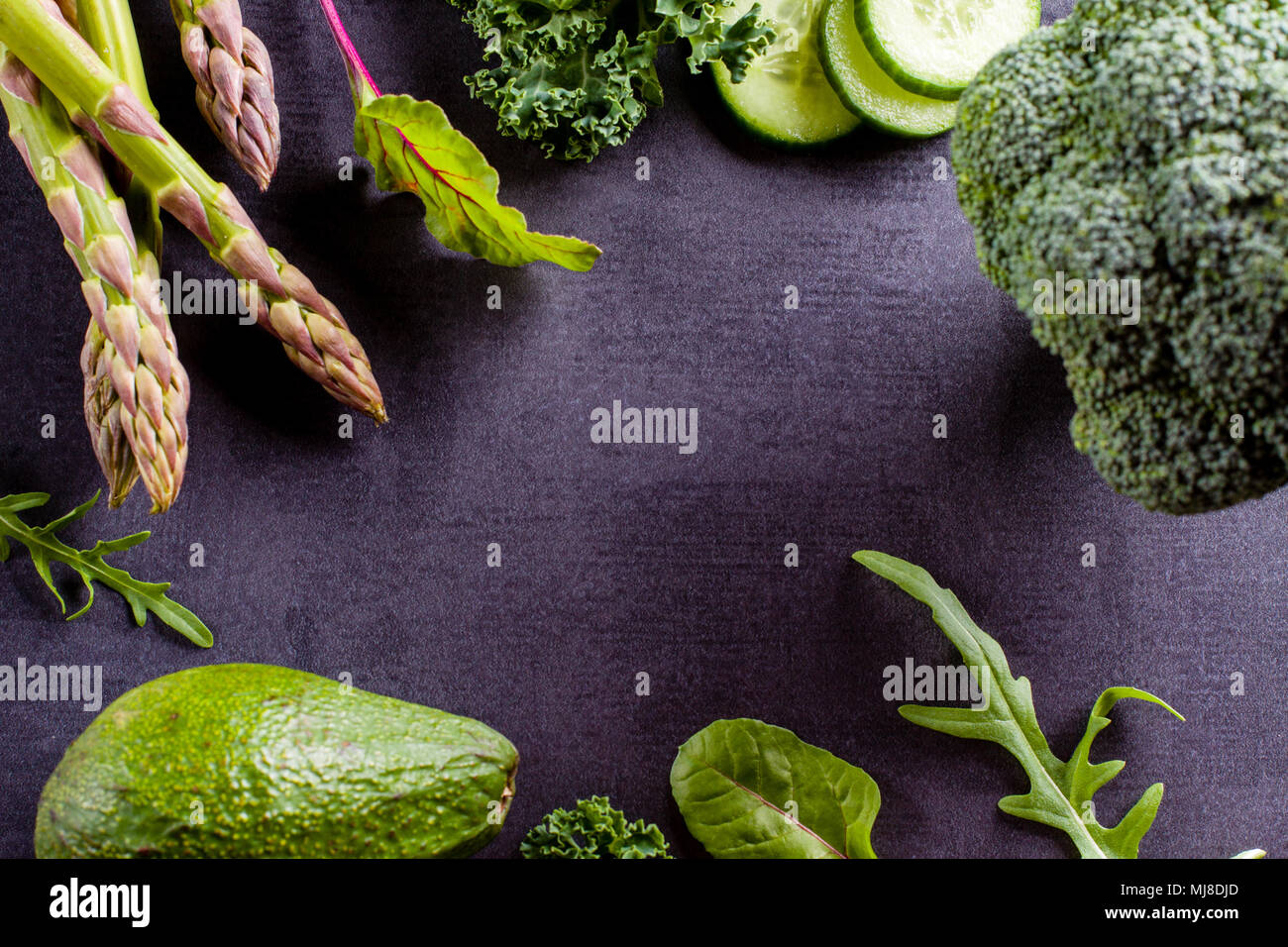Green vegetables background with copy space. Above view Stock Photo - Alamy