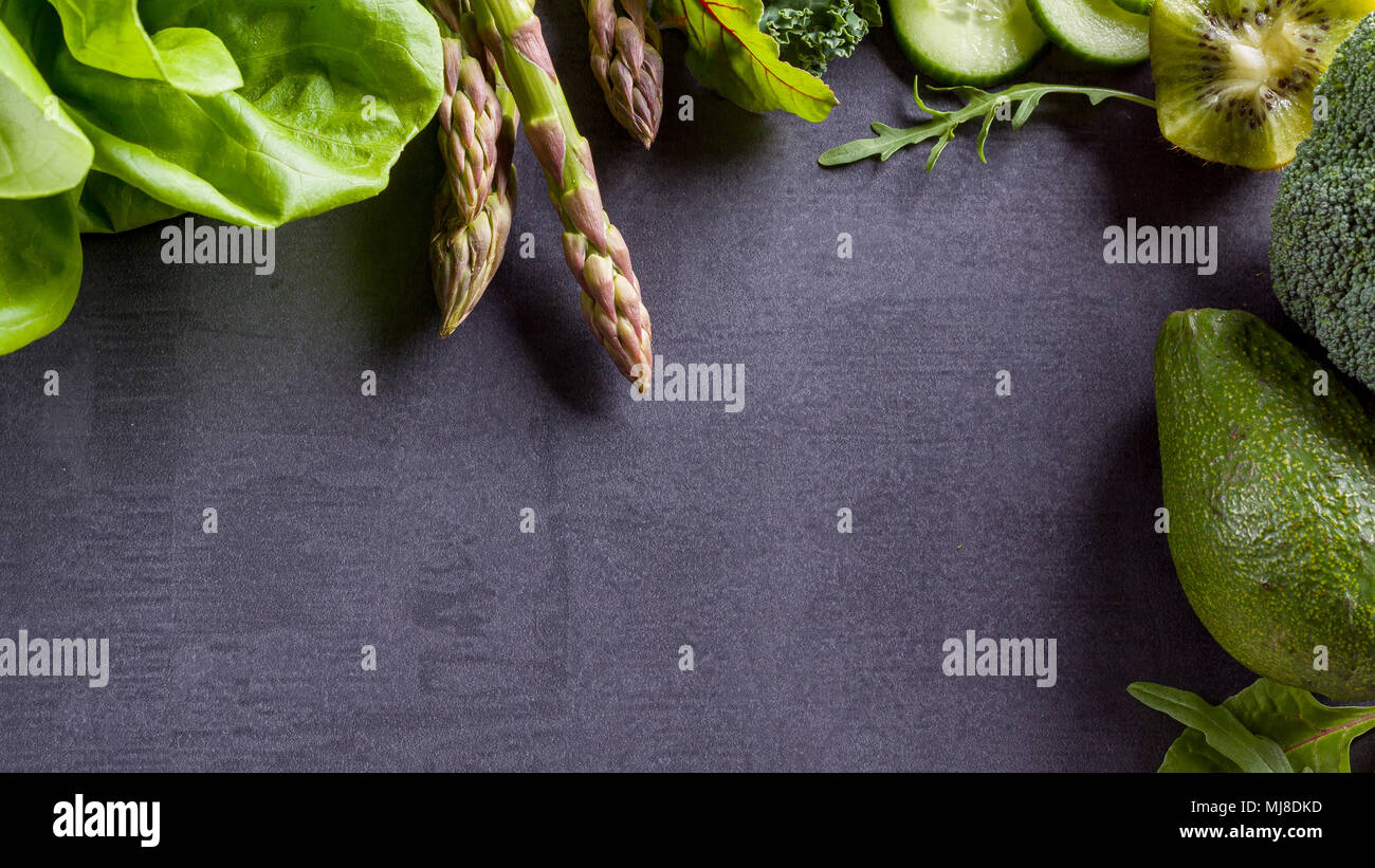 Green vegetables background with copy space. Above view Stock Photo - Alamy