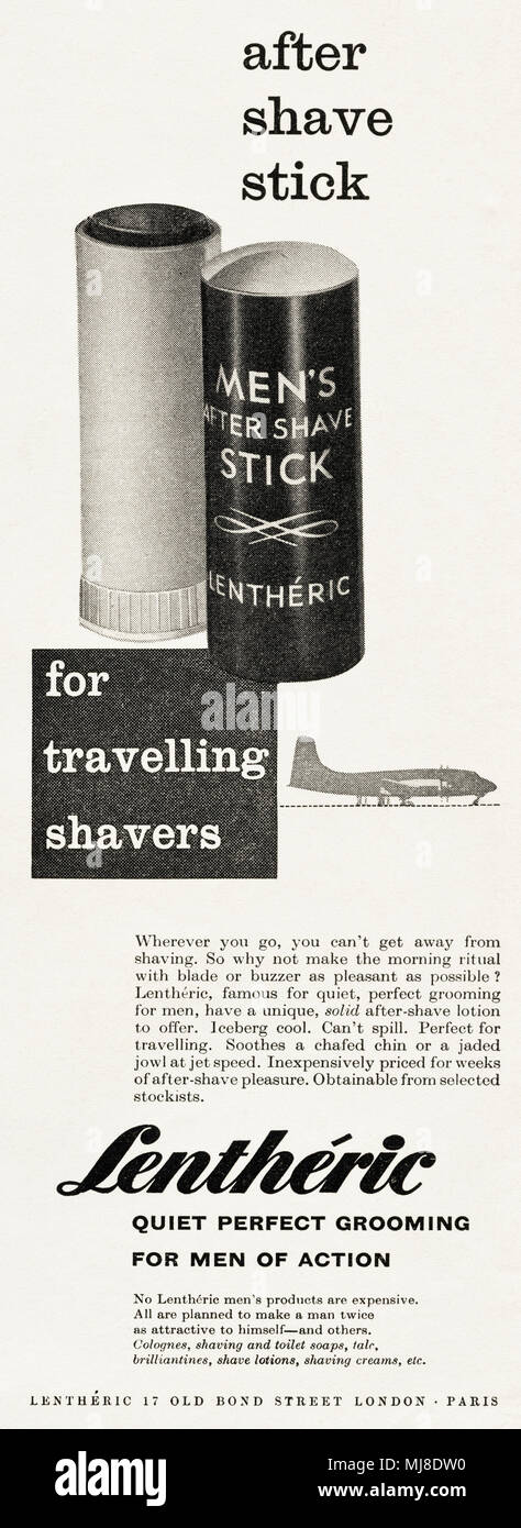 1950s vintage original advertisement advertising Lentheric men's after ...