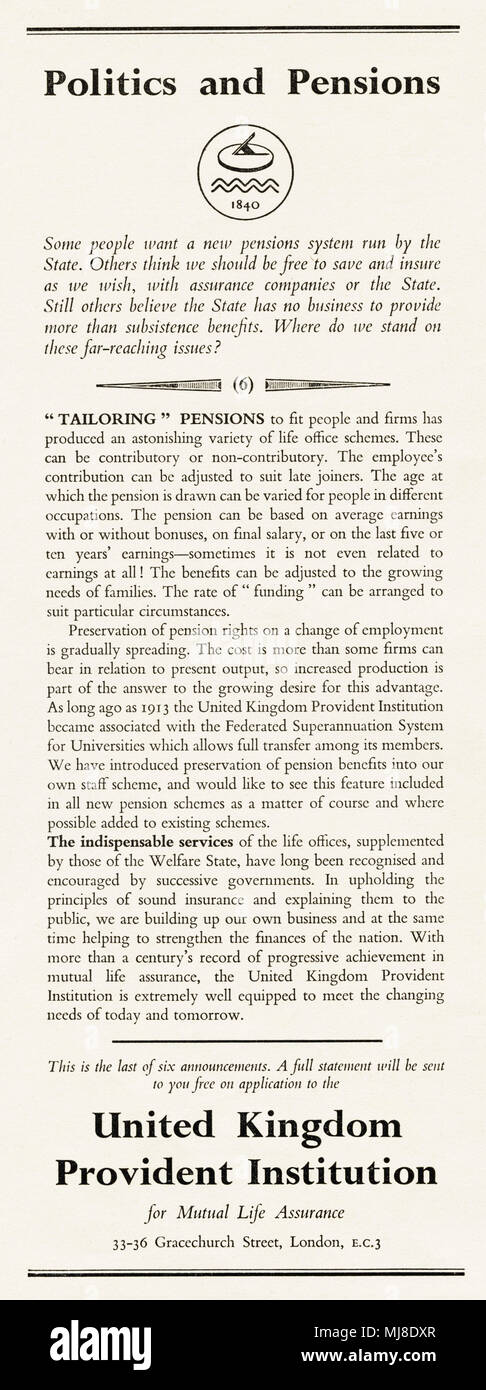 1950s vintage original advertisement advertising United Kingdom ...