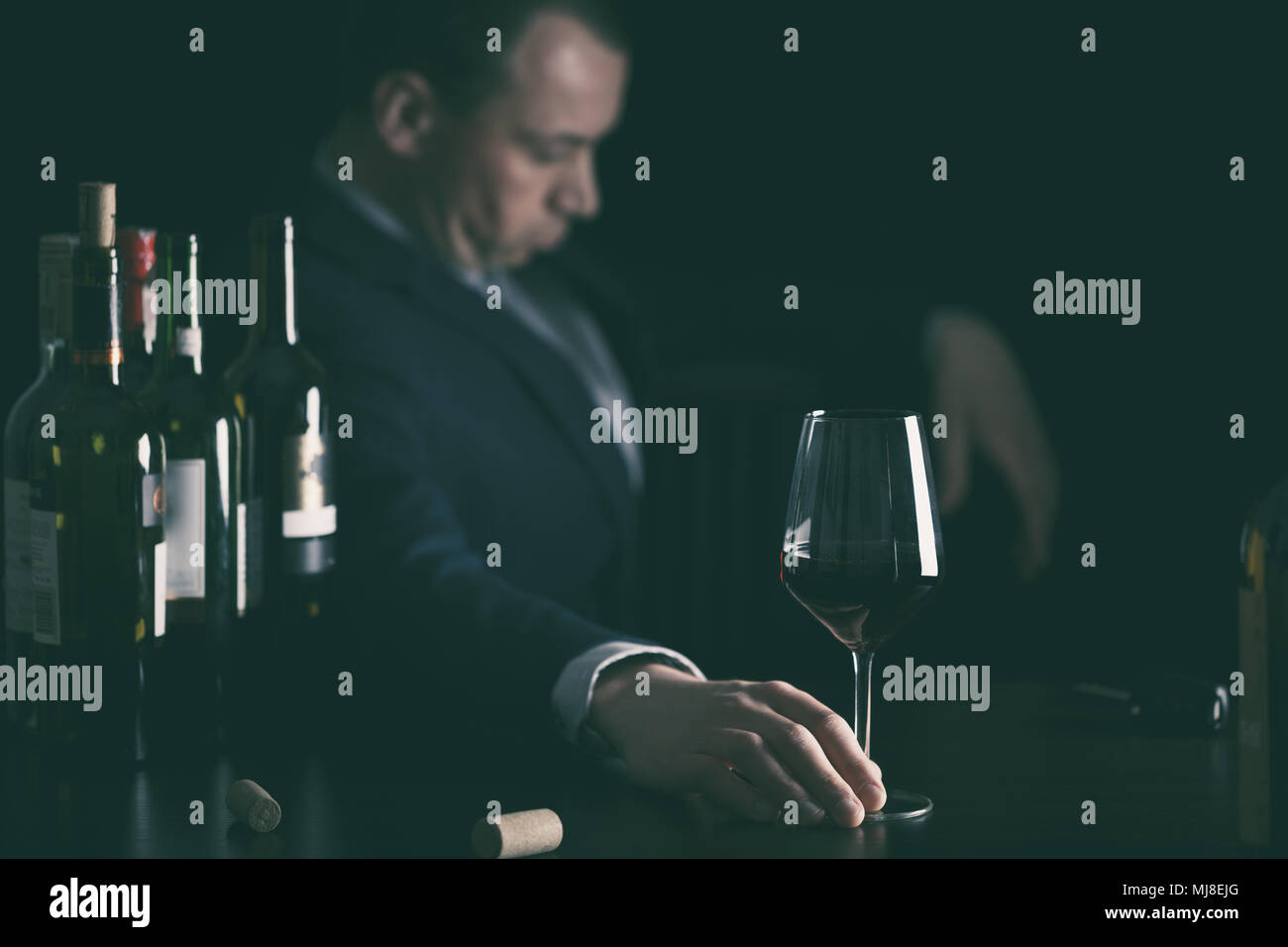 Businessman drunk by wine. Elegant alcoholic Stock Photo - Alamy