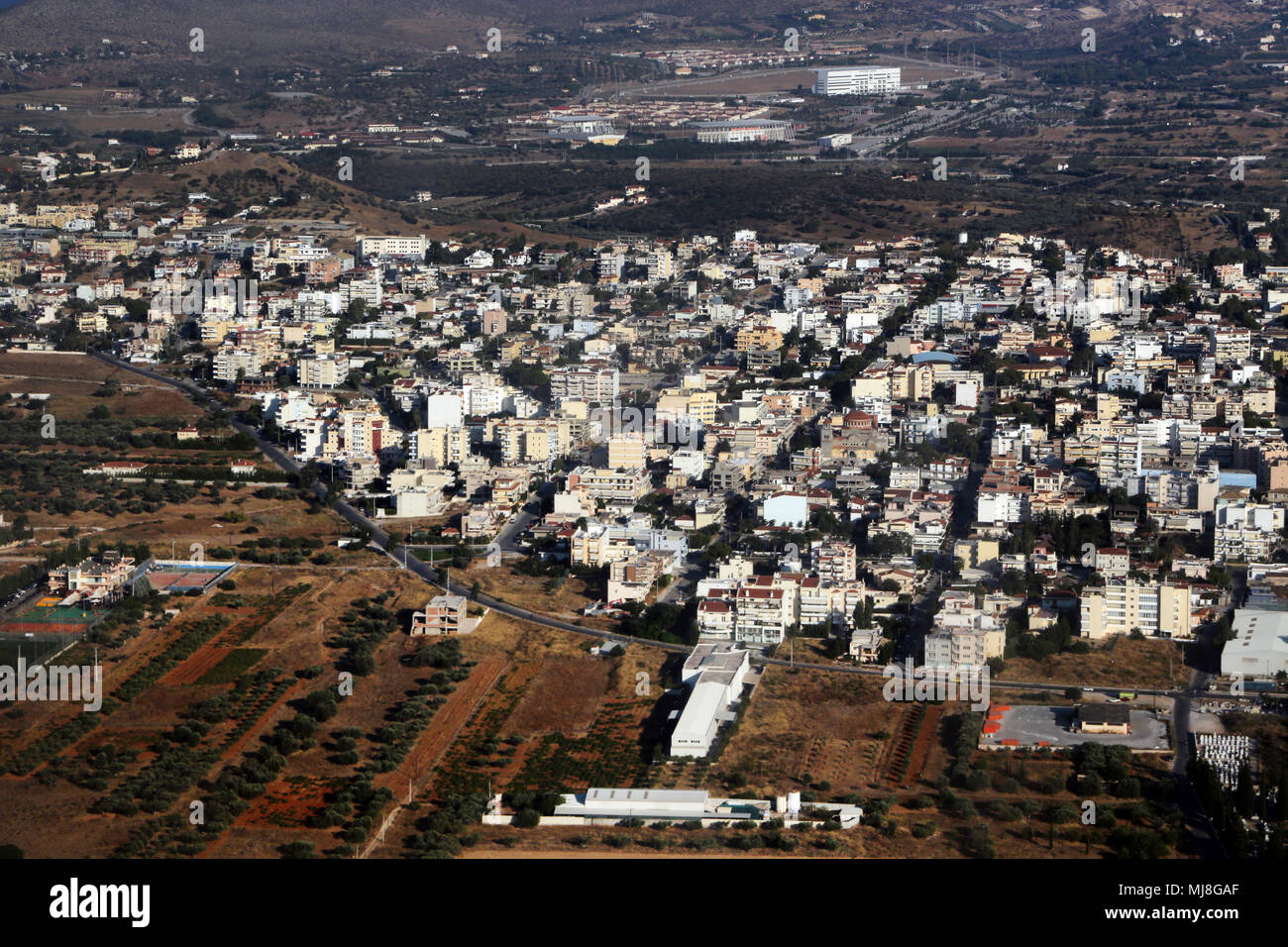 Aerial View of Greece from Aeroplane Window Stock Photo - Alamy